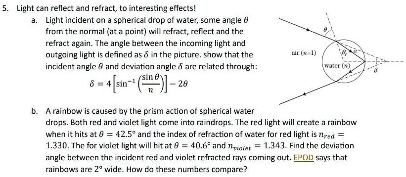 SOLVED: 5. Light can reflect and refract, to interesting effects! a ...