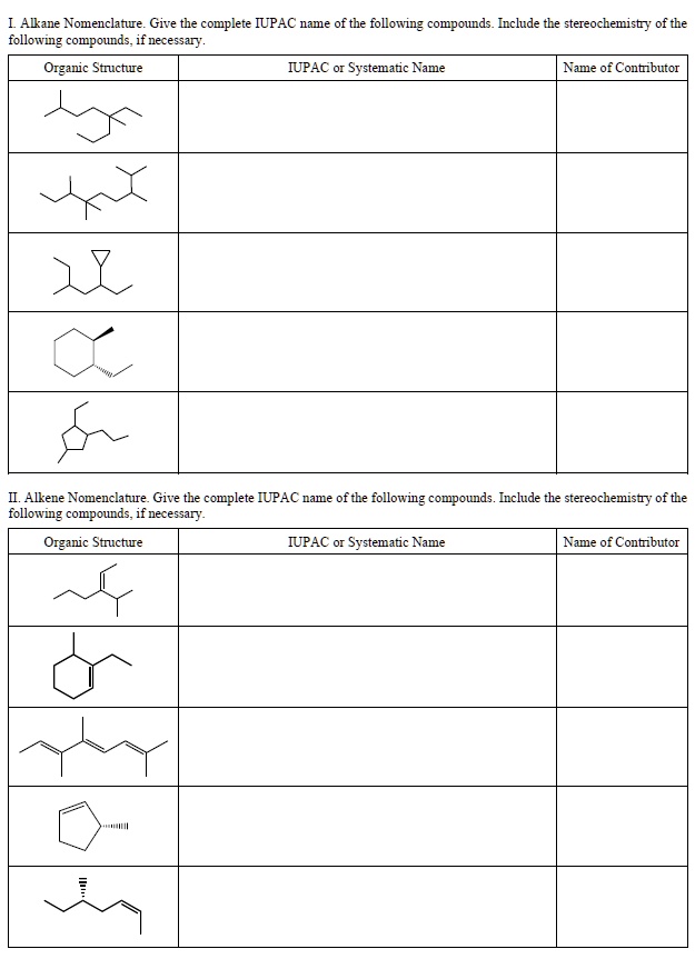 SOLVED: Alkane Nomenclature. Give the complete IUPAC name of the ...