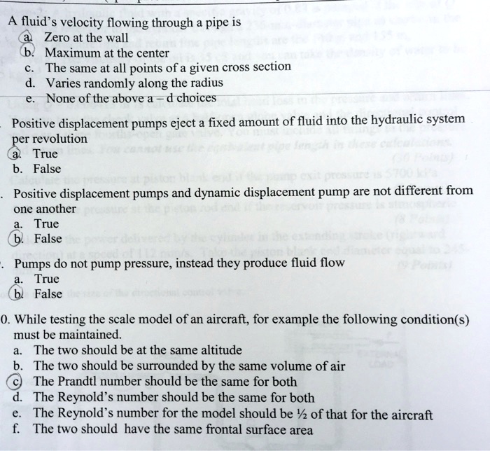 SOLVED: A fluid's velocity flowing through a pipe is zero at the wall ...