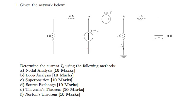 SOLVED: Given the network below: 'P / Determine the current Io using the following methods ...