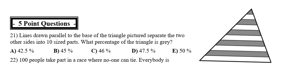5 Point Questions 21) Lines drawn parallel to the base of the triangle ...