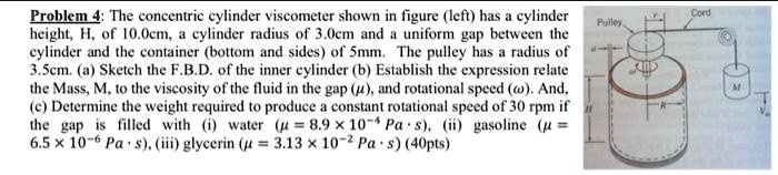 problem 4the concentric cylinder viscometer shown in figure left has a ...