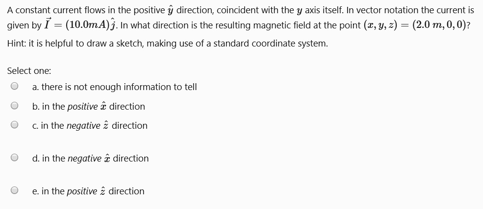 SOLVED: A constant current flows in the positive y direction ...
