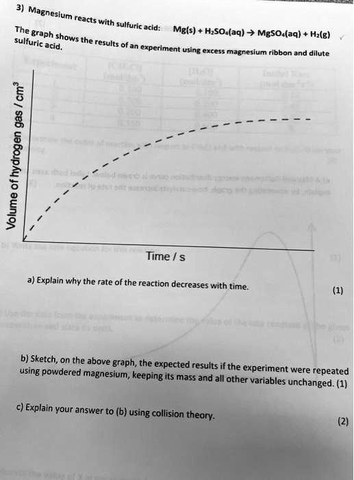 3) Magnesium reacts with sulfuric acid: Mg(s) + H2SO4(aq) ? MgSO4(aq ...