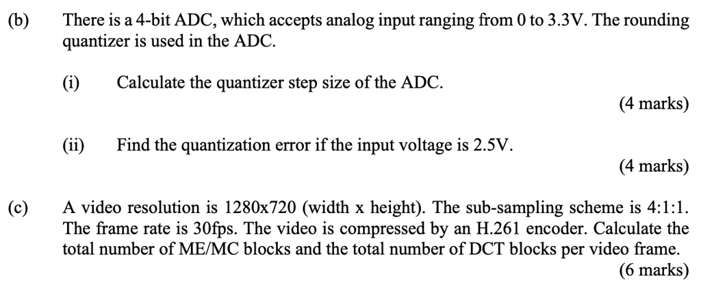 SOLVED: (b) There is a 4-bit ADC, which accepts analog input ranging from 0 to 3.3V. The ...