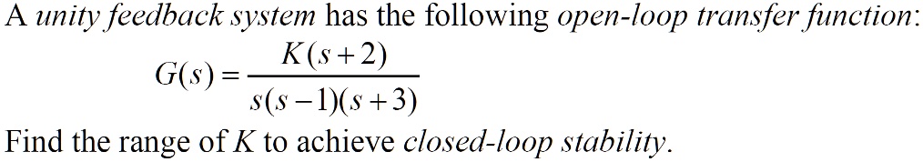 Solved A Unity Feedback System Has The Following Open Loop Transfer Function Ks2 Ss 1s3
