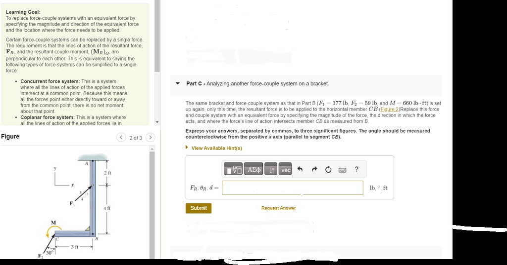 texts learning goal to replace force couple systems with an equivalent force by specifying the ...