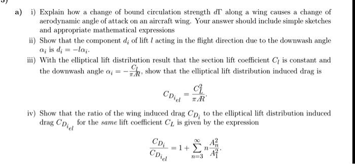 a) i) Explain how a change of bound circulation strength d? along a ...