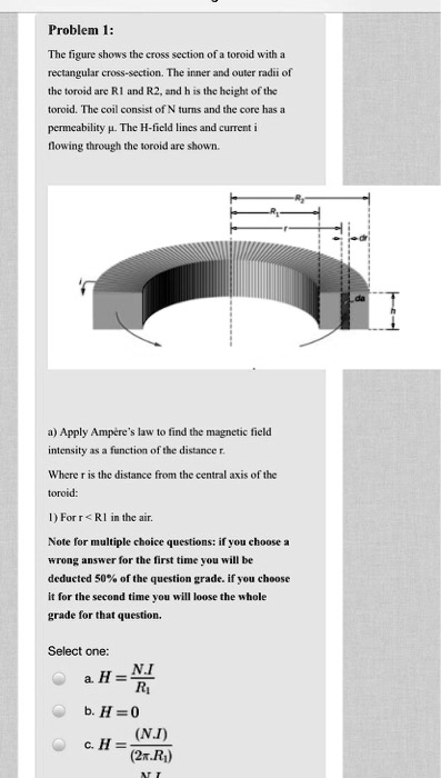 SOLVED: The figure shows the cross section of a toroid with a ...