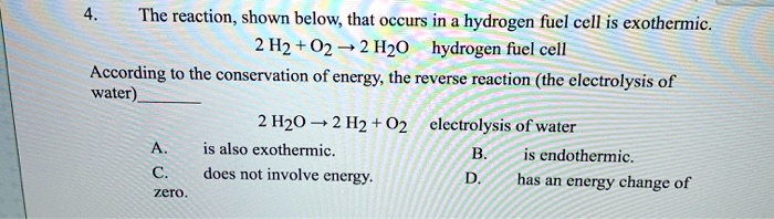 The reaction shown below that occurs in a hydrogen fuel cell...