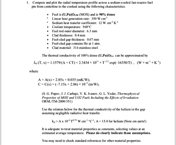 SOLVED: Compute and plot the radial temperature profile across a sodium ...
