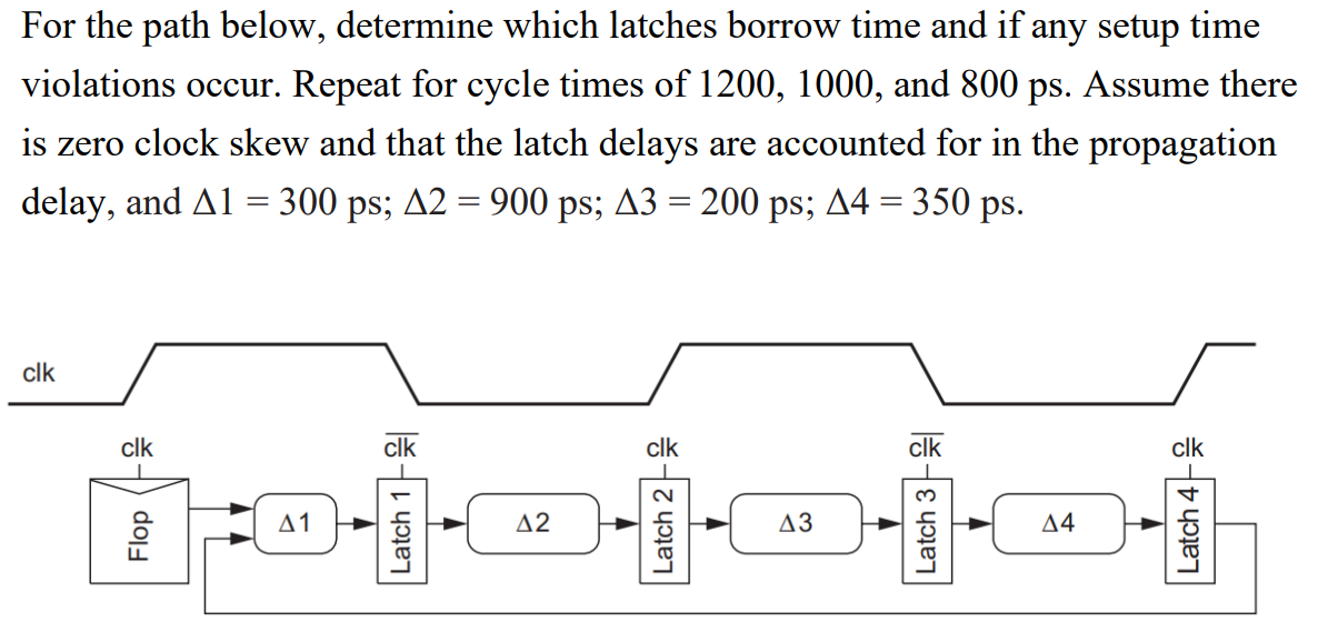 SOLVED: For the path below, determine which latches borrow time and if ...