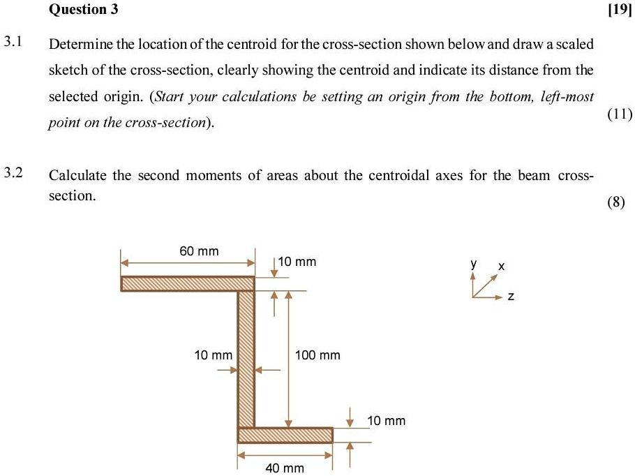 Question 3 [19] 3.1 Determine the location of the centroid...