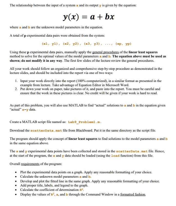 SOLVED: The relationship between the input of a system x and its output y is given by the ...