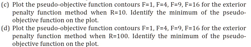 Solved C Plot The Pseudo Objective Function Contours F 1 F 4 F 9