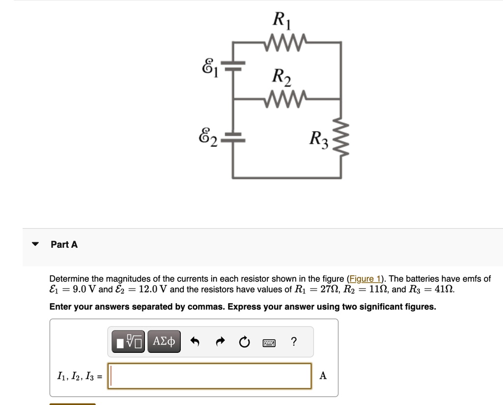 Part A Determine the magnitudes of the currents in each resistor shown ...