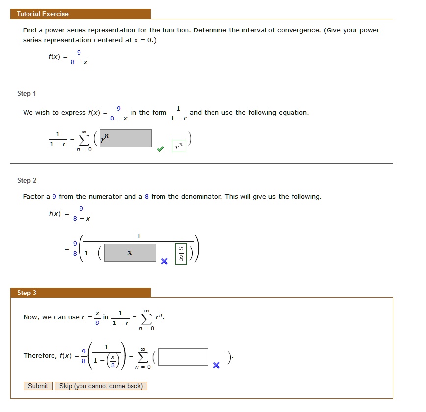 SOLVED:Tutorial Exercise Find power series representation for the ... SOLVED:Tutorial Exercise Find power series representation for the ...
