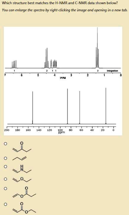 SOLVED: Which structure best matches the H-NMR and C-NMR data shown below? You can enlarge the ...