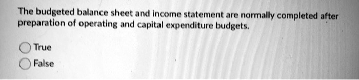 The budgeted balance sheet and income statement are normally completed ...