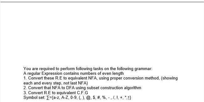 You are required to perform following tasks on the following grammar: A regular Expression ...