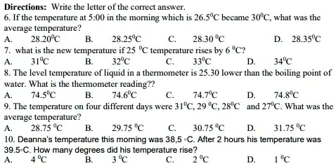 SOLVED: Directions: Write the letter of the correct answer: If the ...