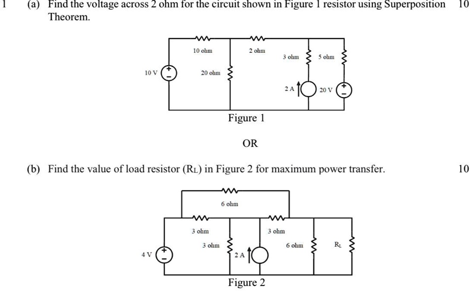 SOLVED: (a) Find the voltage across 2 ohm for the circuit shown in Figure resistor using ...