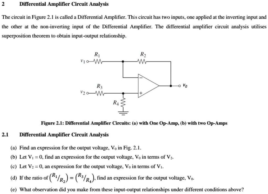 SOLVED: Please give me handwritten solutions. 2. Differential Amplifier ...