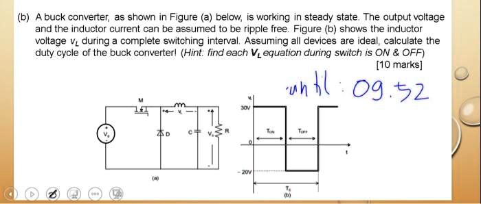 A buck converter, as shown in Figure (a) below, is working in steady ...