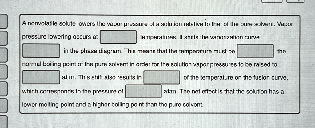 a nonvolatile solute lowers the vapor pressure of a solution relative ...