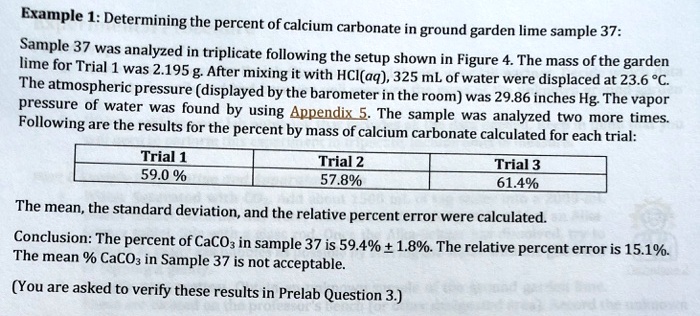 example 1 determining the percent ofcalcium carbonate in ground garden ...