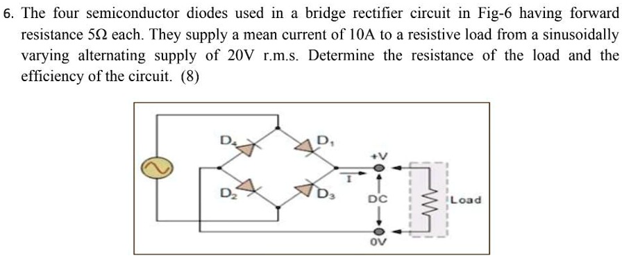 SOLVED: The four semiconductor diodes used in a bridge rectifier ...