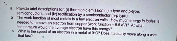 SOLVED:Peovide brief descriptions for: () thermionic emission (i) n ...