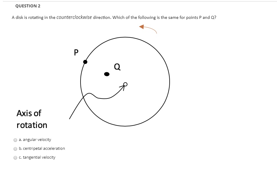 question 2 disk is rotating in the counterclockwise direction which of the following is the same ...