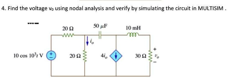 SOLVED: Find the voltage Vo using nodal analysis and verify by simulating the circuit in ...