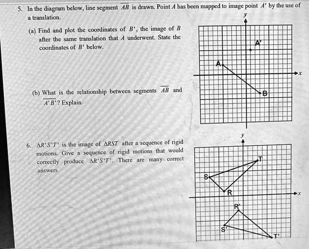 5. In the diagram below, line segment AB is drawn. Point A has been ...