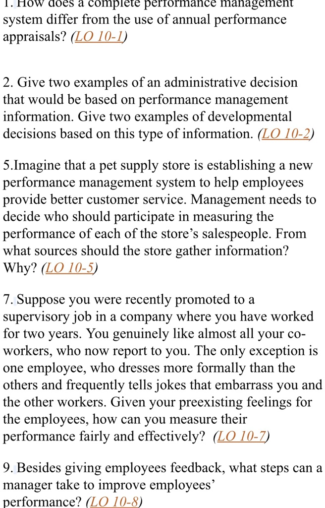 SOLVED: How does a complete performance management system differ from ...