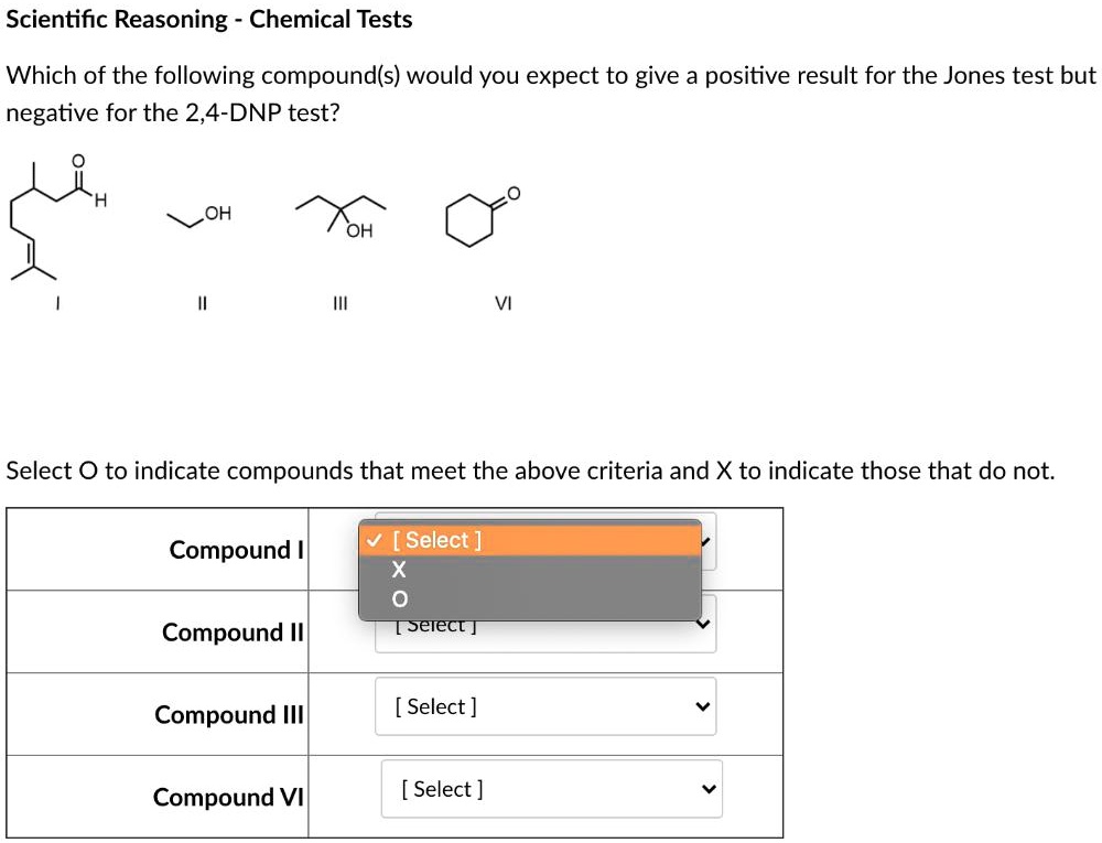 SOLVED: Scientific Reasoning Chemical Tests Which of the following ...