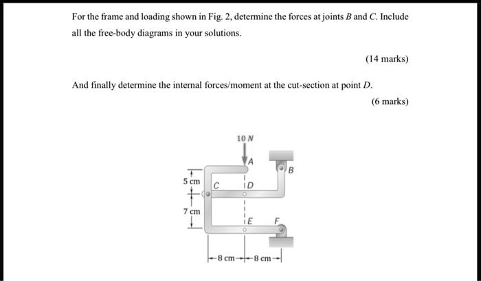 For the frame and loading shown in Fig. 2, determine the forces at ...