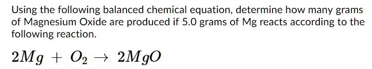 SOLVED: Using the following balanced chemical equation, determine how ...