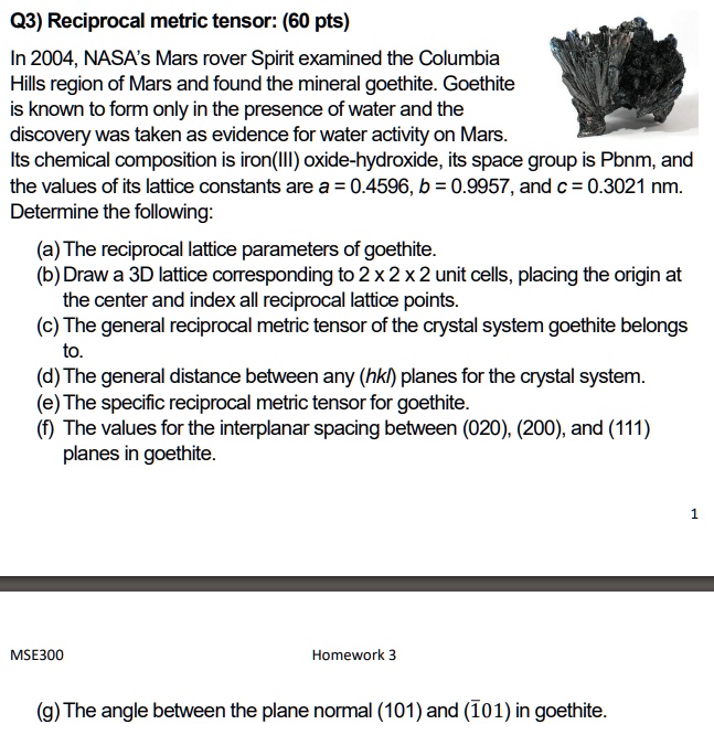 q3 reciprocal metric tensor 60 pts 2004 nasas mars rover spirit ...