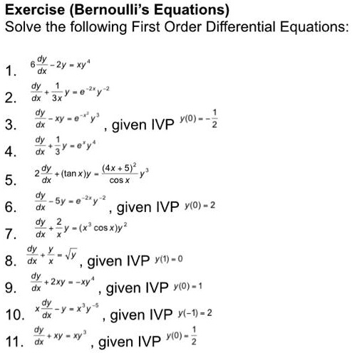 exercise bernoullis equations solve the following first order ...