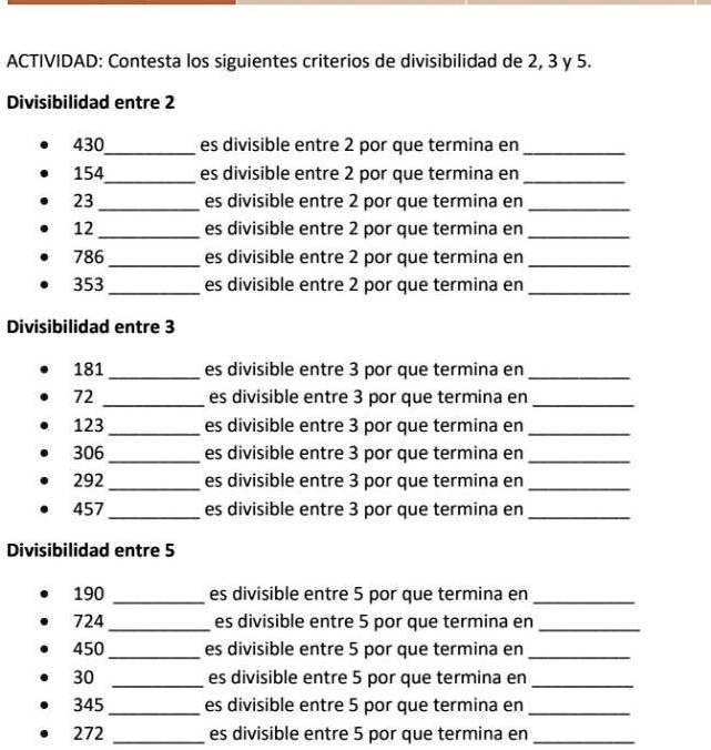 Divisibilidad DIVISIBILITY Criteria Complete List + Examples Simple