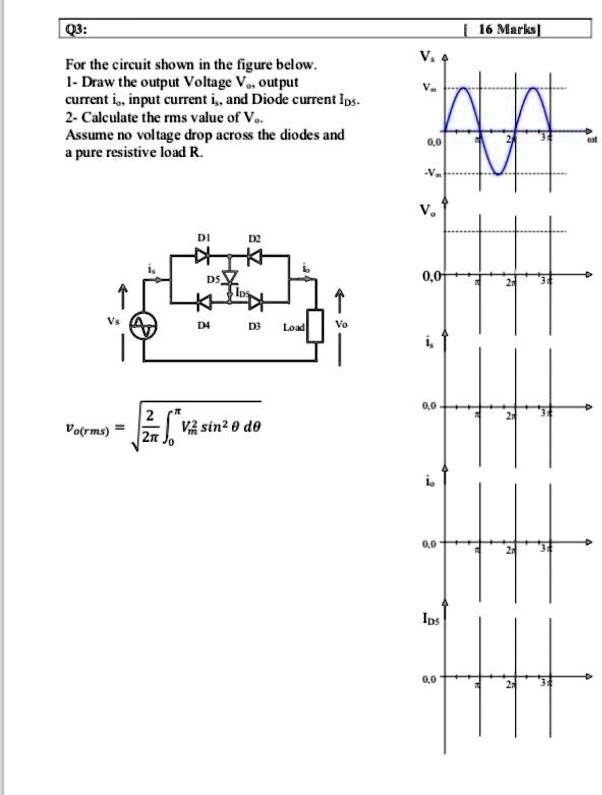 power electronic q3 16marks for the circuit shown in the figure below i draw the output voltage ...