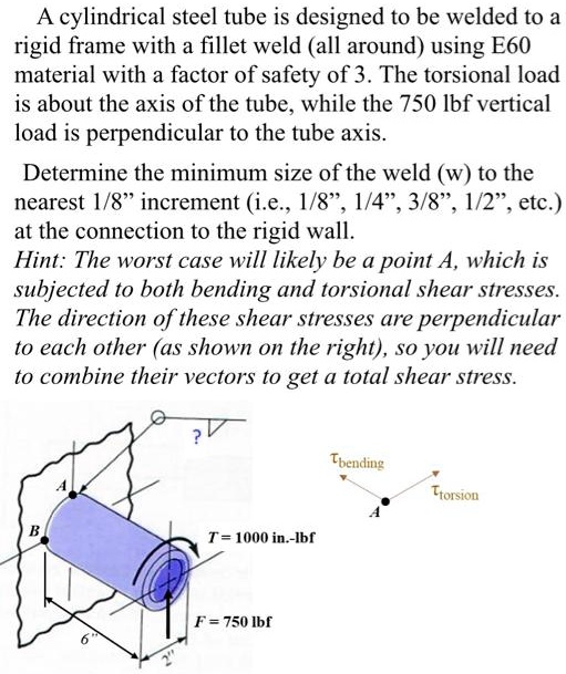 A cylindrical steel tube is designed to be welded to a rigid frame with ...