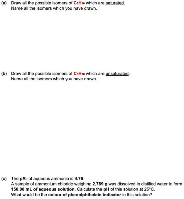 SOLVED: Texts: (a) Draw all the possible isomers of C6H10 which are ...