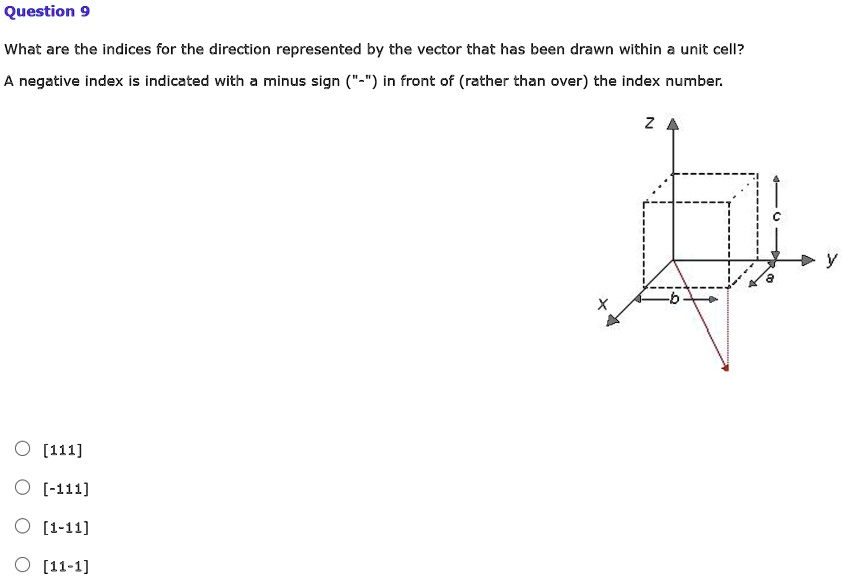What are the Indices for the direction represented by the vector that ...