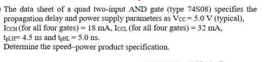 The data sheet of a quad two-input AND gate (type 74S08) specifies the ...