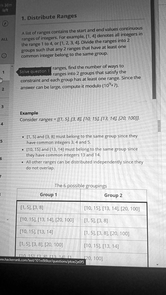 1. Distribute Ranges A list of ranges contains the start and end values continuous ranges of ...