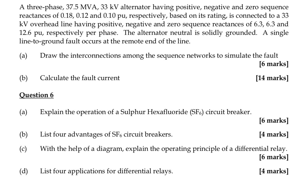 SOLVED: A three-phase, 37.5 MVA, 33 kV alternator having positive, negative, and zero sequence ...