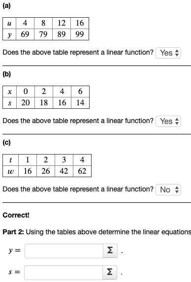 SOLVED: Does the above table represent a linear function? Yes. Does the ...